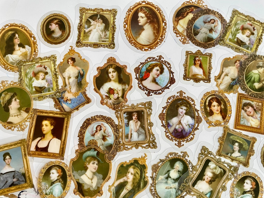 Vintage Portrait Art Stickers - Junk Journal Set - Paper Ephemera ...