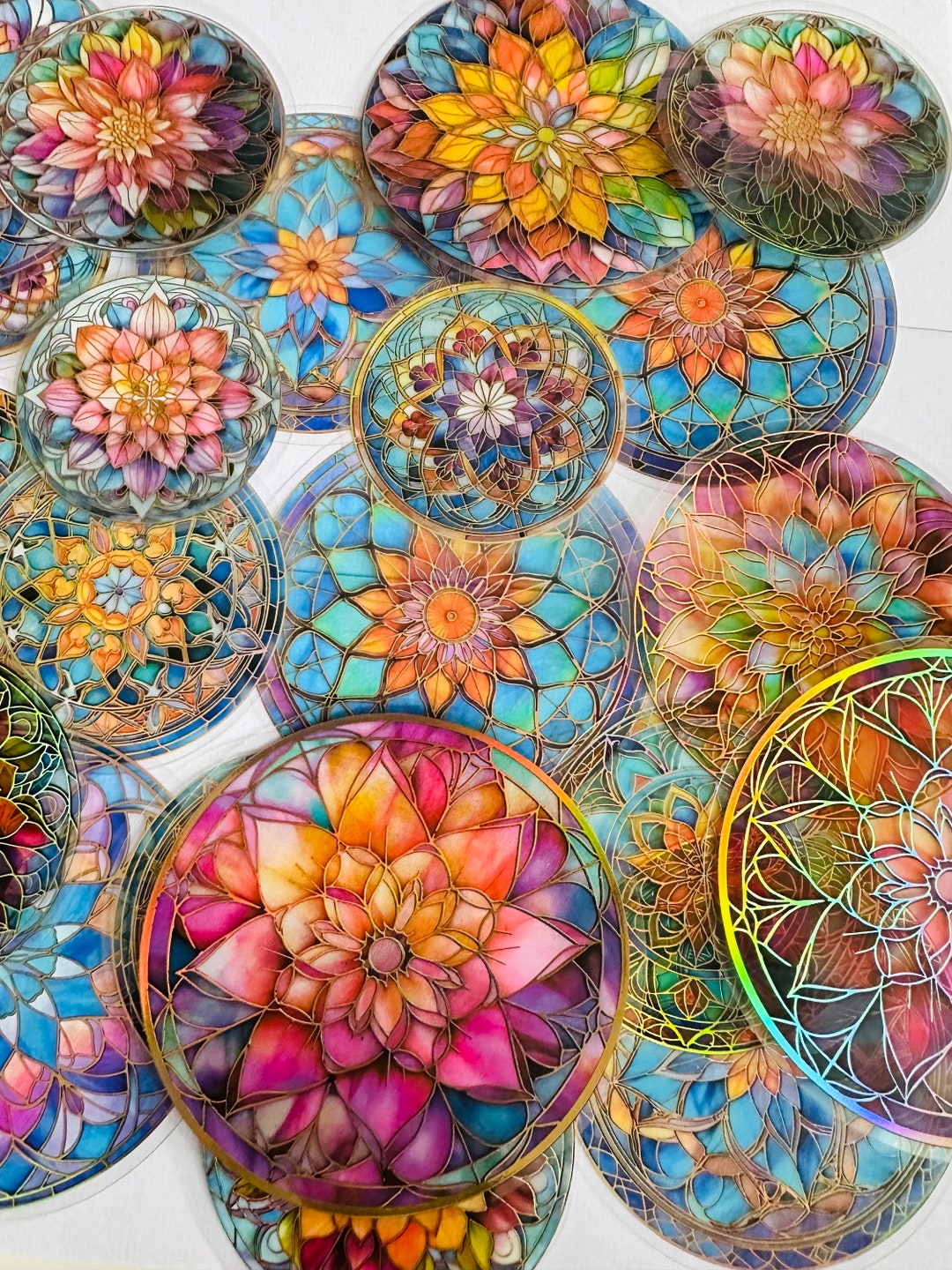 Vintage Glass Mandala Stickers , Well-being Stickers, Vintage Art ...