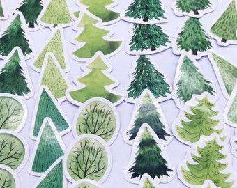 Green Trees Stickers, Forest Stickers, Greenery Planner Stickers ...