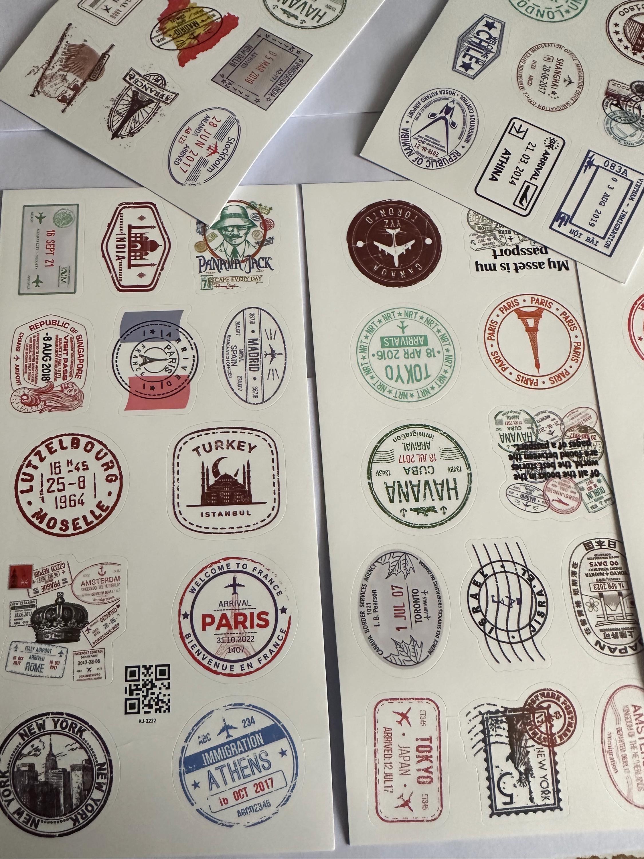 Passport Stamp Stickers | Die Cut Decal Set | Waterproof Reusable ...