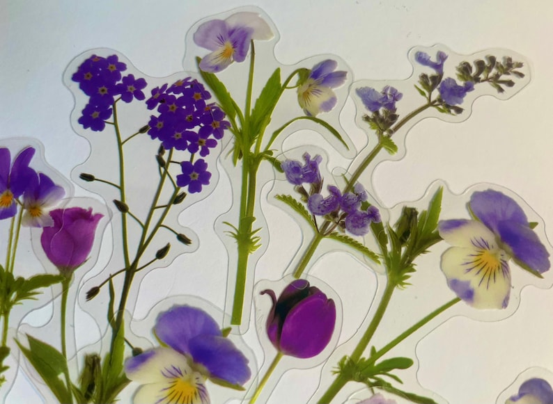 Purple Flowers Sticker Set Wild Flower Bouquet Stickers - Etsy