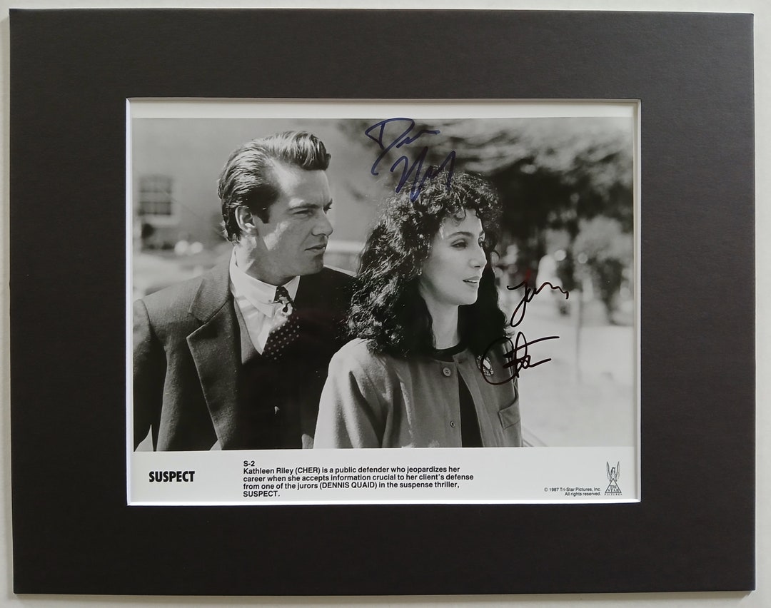 Cher & Dennis Quaid Dual Signed 8x10 Photo 11x14 Display Mat Authentic ...