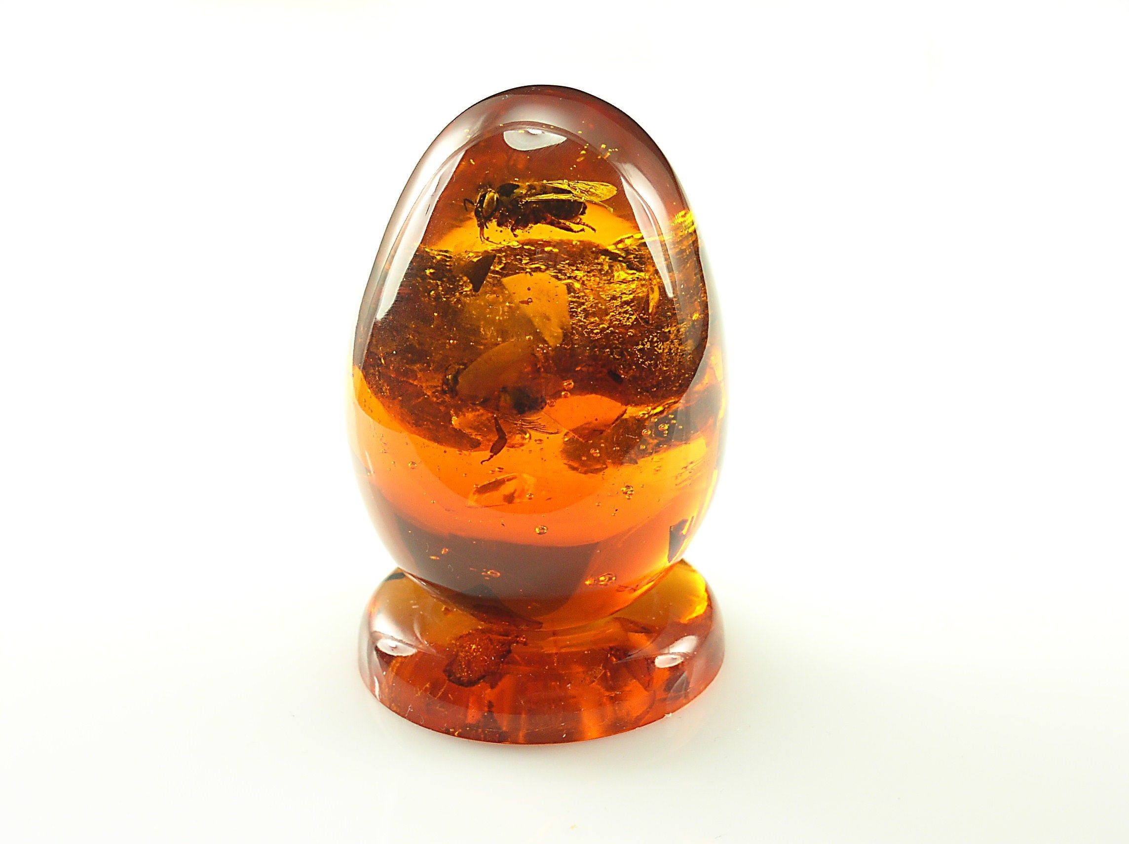 Amber Egg Bees Inclusions Large With Stand - Etsy