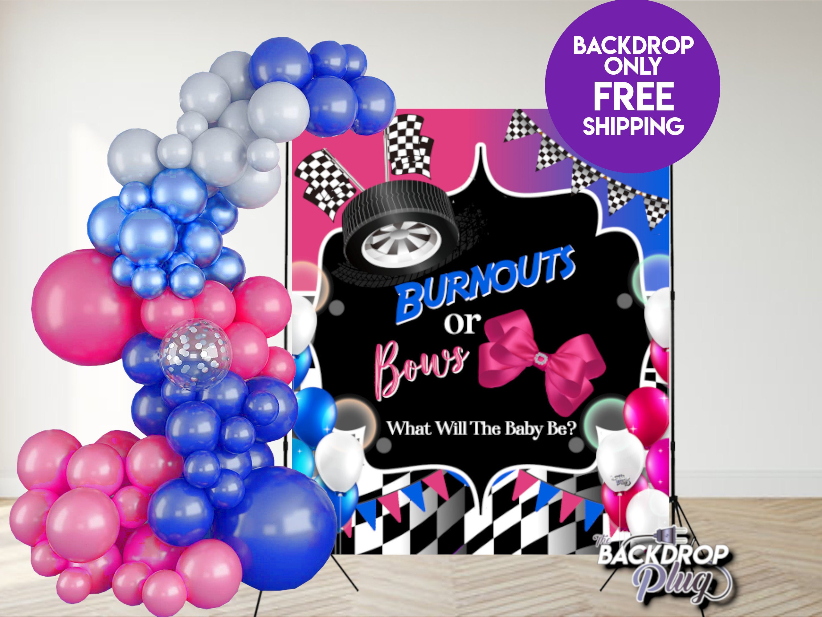 Burnouts Bows Backdrop Banner Burnouts Bows Boy Girl Gender - Etsy