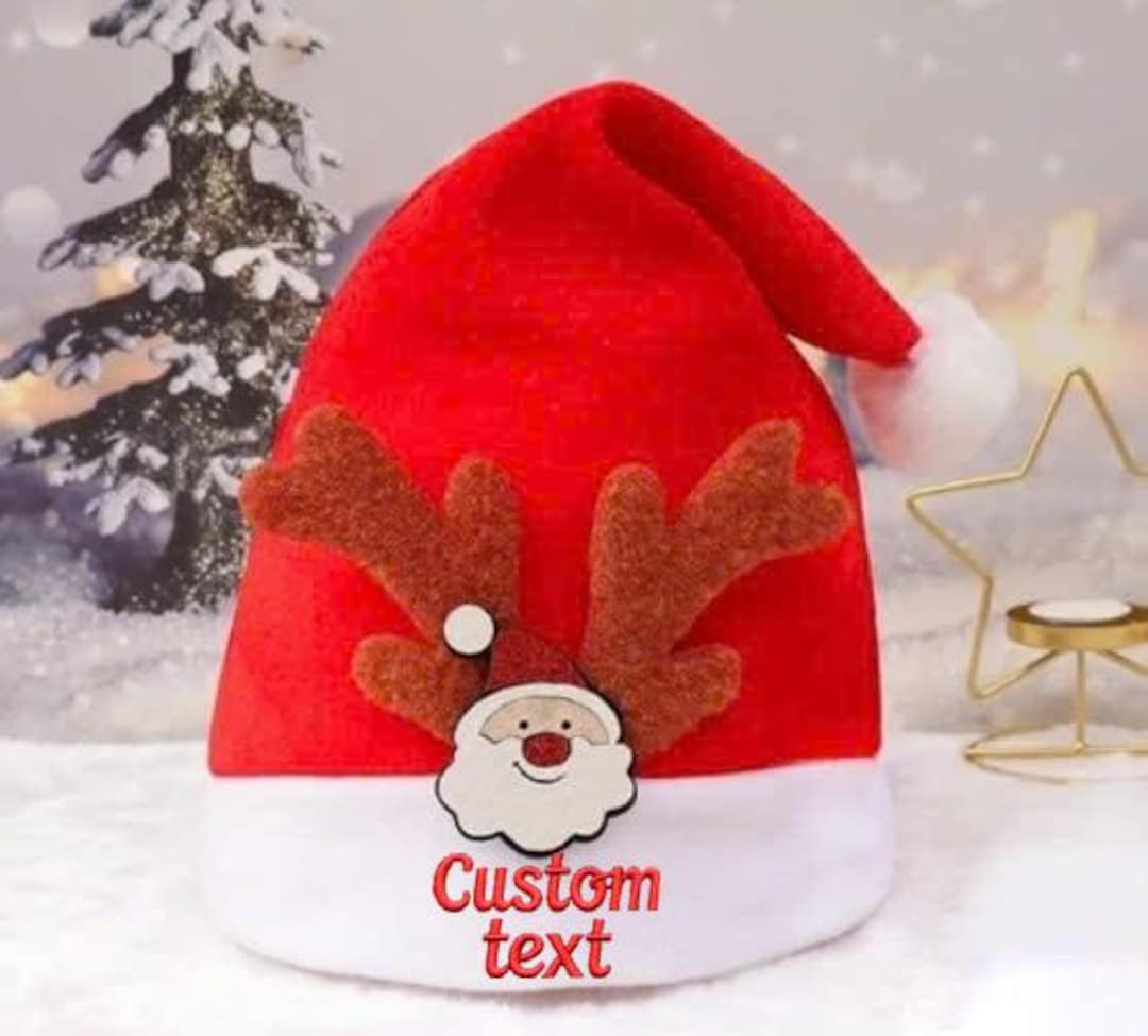 Red Velvet Santa Hat, Personalized Santa Hat, Custom Embroidery Text ...