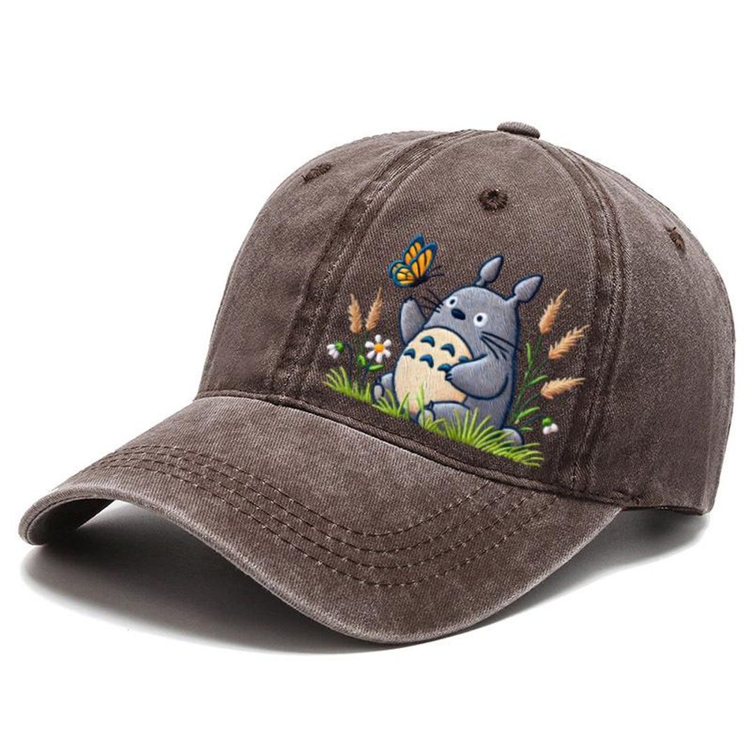 Embroidered Hat, Baseball Cap Embroidered Totoro and Butterfly, Ghibli ...