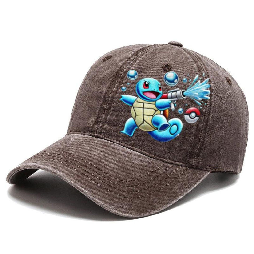 Hand Embroidered Cap, Pokémon Water Gun Hat, Baseball Cap Embroidered ...