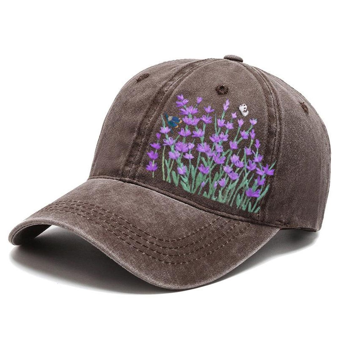 Custom Flower Baseball Cap, Hand Embroidery Wildflower Vintage Cap ...