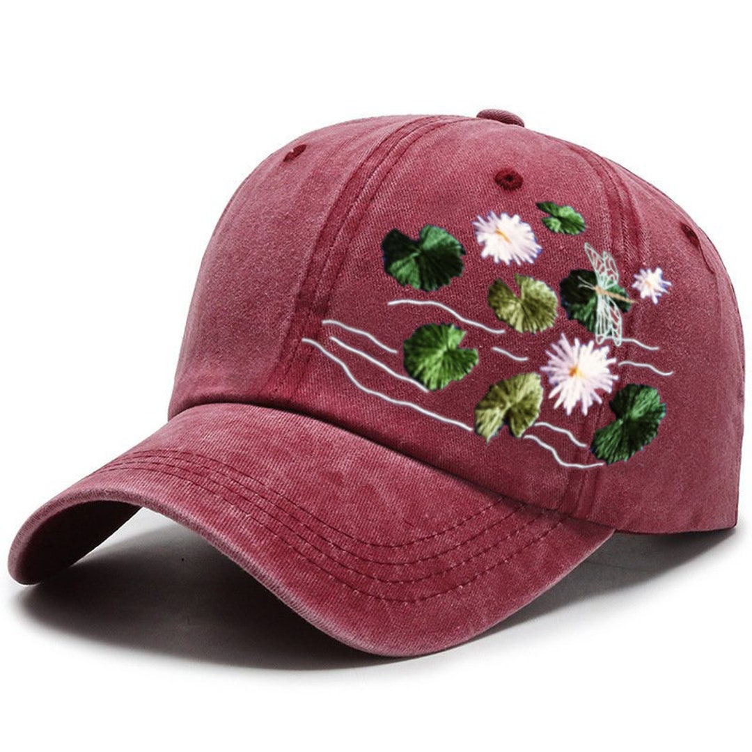 Vietnamese Embroidered Lotus Hat, Personalized Baseball Cap, Hand ...