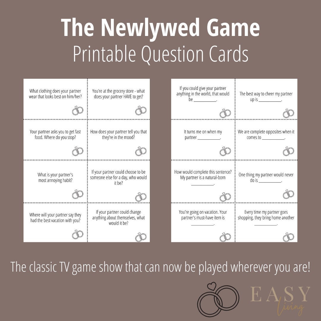 Newlywed Game Cards - Print & Start Playing Right Away! - Etsy
