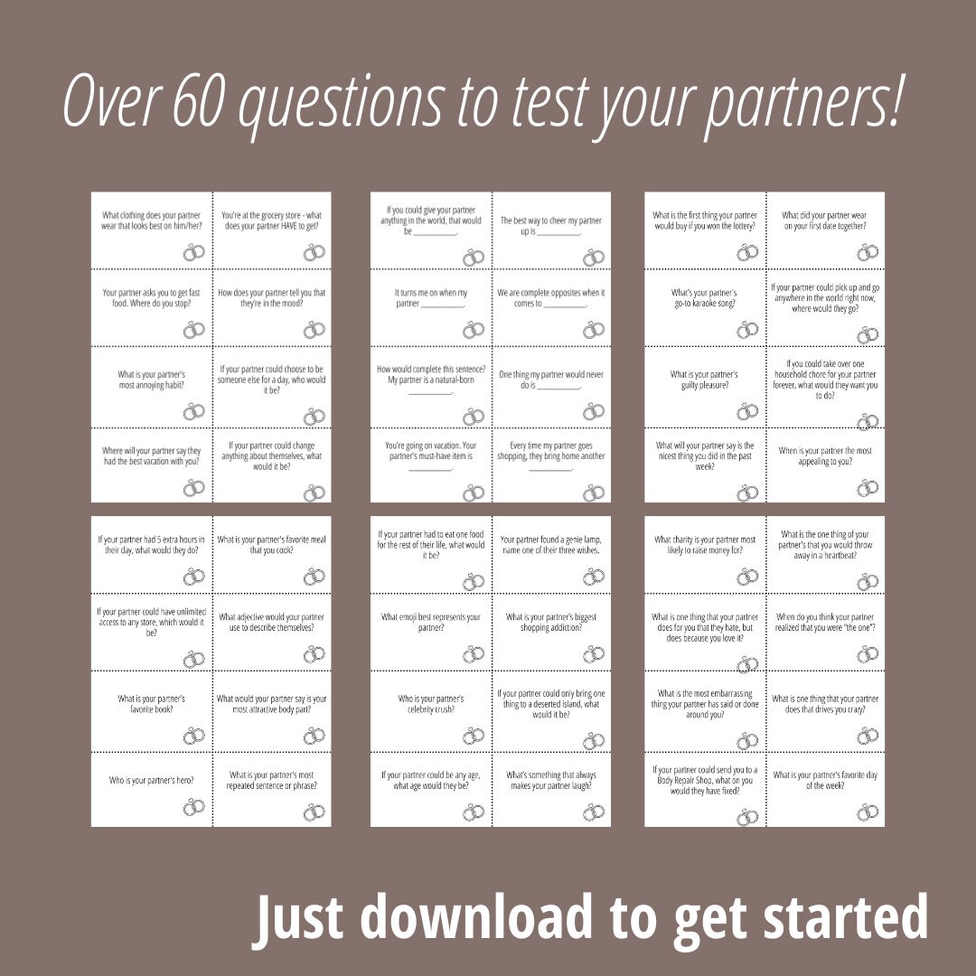 Newlywed Game Cards - Print & Start Playing Right Away! - Etsy