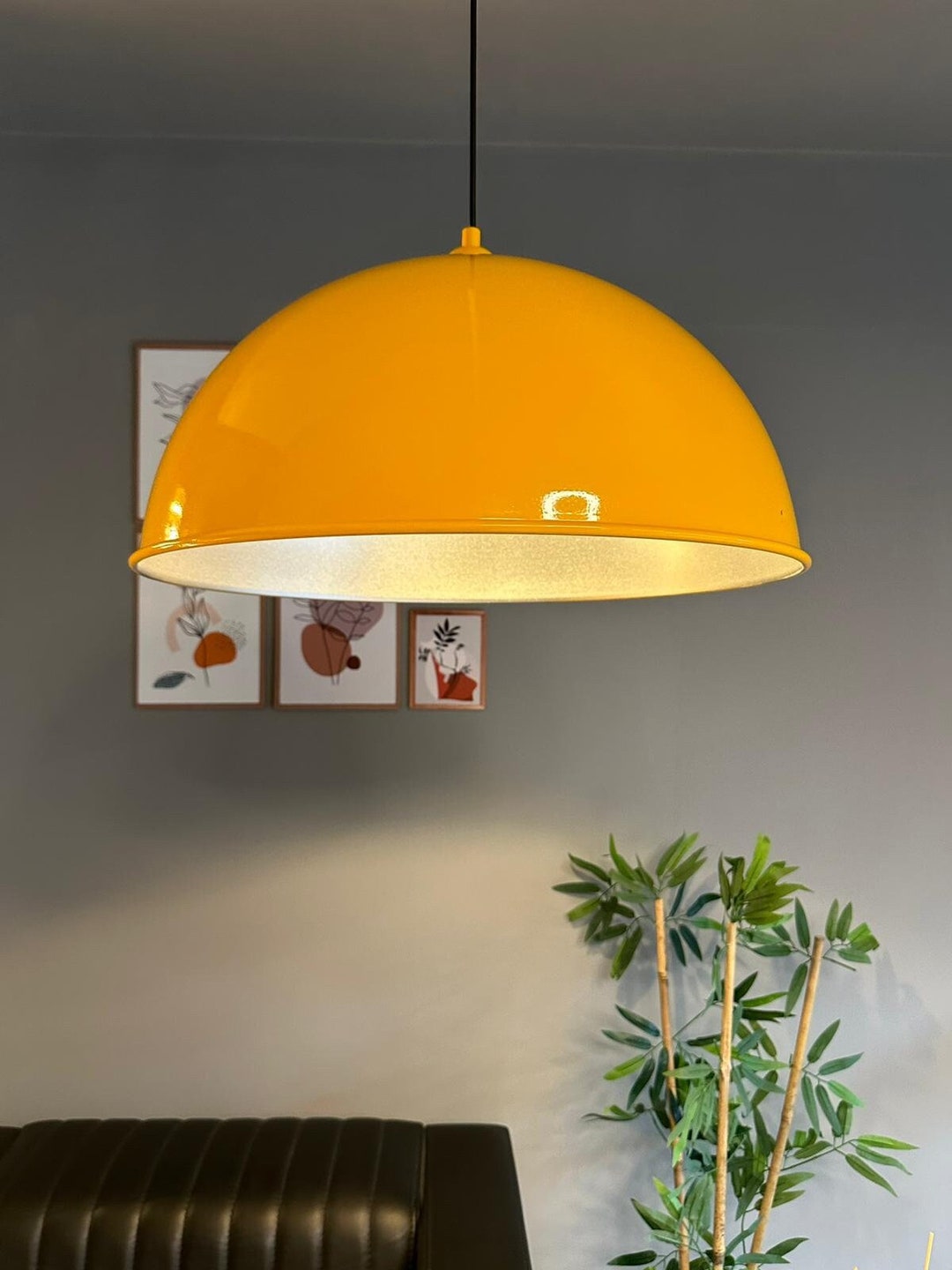 Diameter 50 Cm Modern Pendant Light Yellow Light Fixture E27 Metal ...