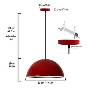 Diameter 50 Cm Industrial Pendant Light Red Light Fixture E27 Metal ...