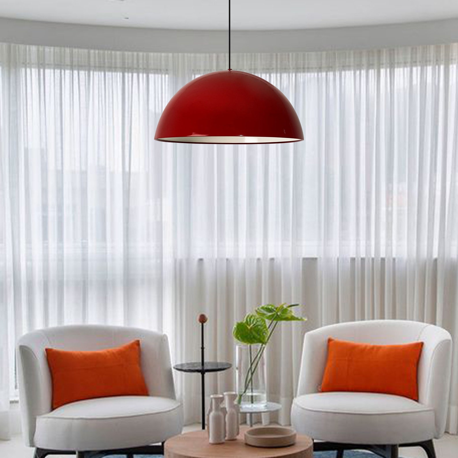 Diameter 50 Cm Industrial Pendant Light Red Light Fixture - Etsy