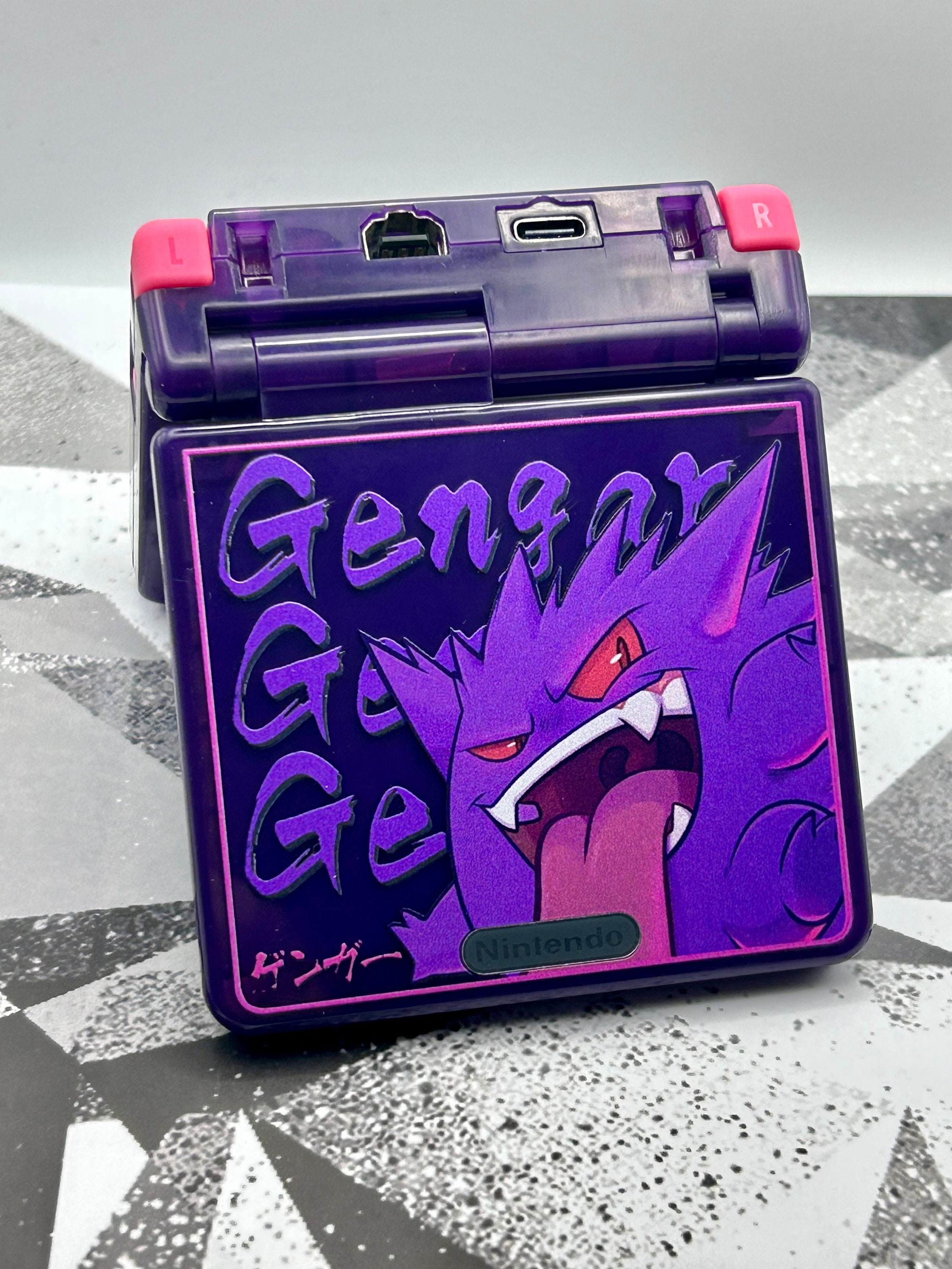 Gengar Custom Mirror Gloss Gameboy Advance SP Modded Gameboy Advance SP ...