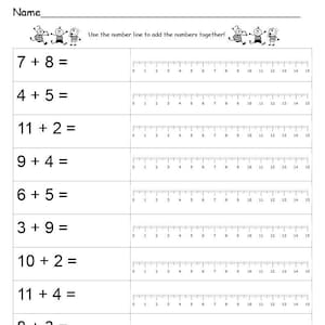 10 Printable Worksheets- Number Line Addition. Addition Using a Number ...