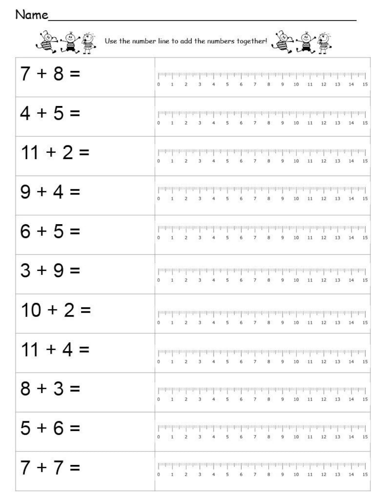 10 Printable Worksheets- Number Line Addition. Addition Using a Number ...