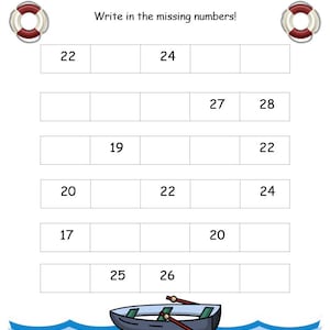 10 Printable Worksheets- Number Sequence. Fill in the Missing Numbers 1 ...
