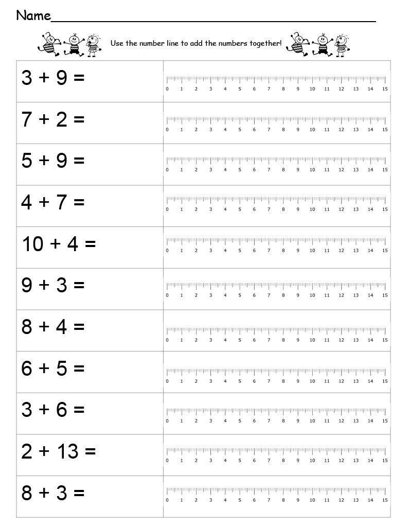 10 Printable Worksheets- Number Line Addition. Addition Using a Number ...