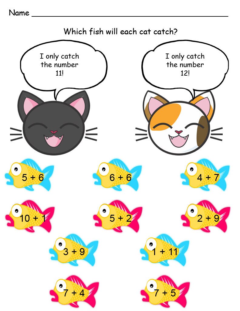 10 Printable Addition Worksheets, Single & Double Digits. Preschool ...