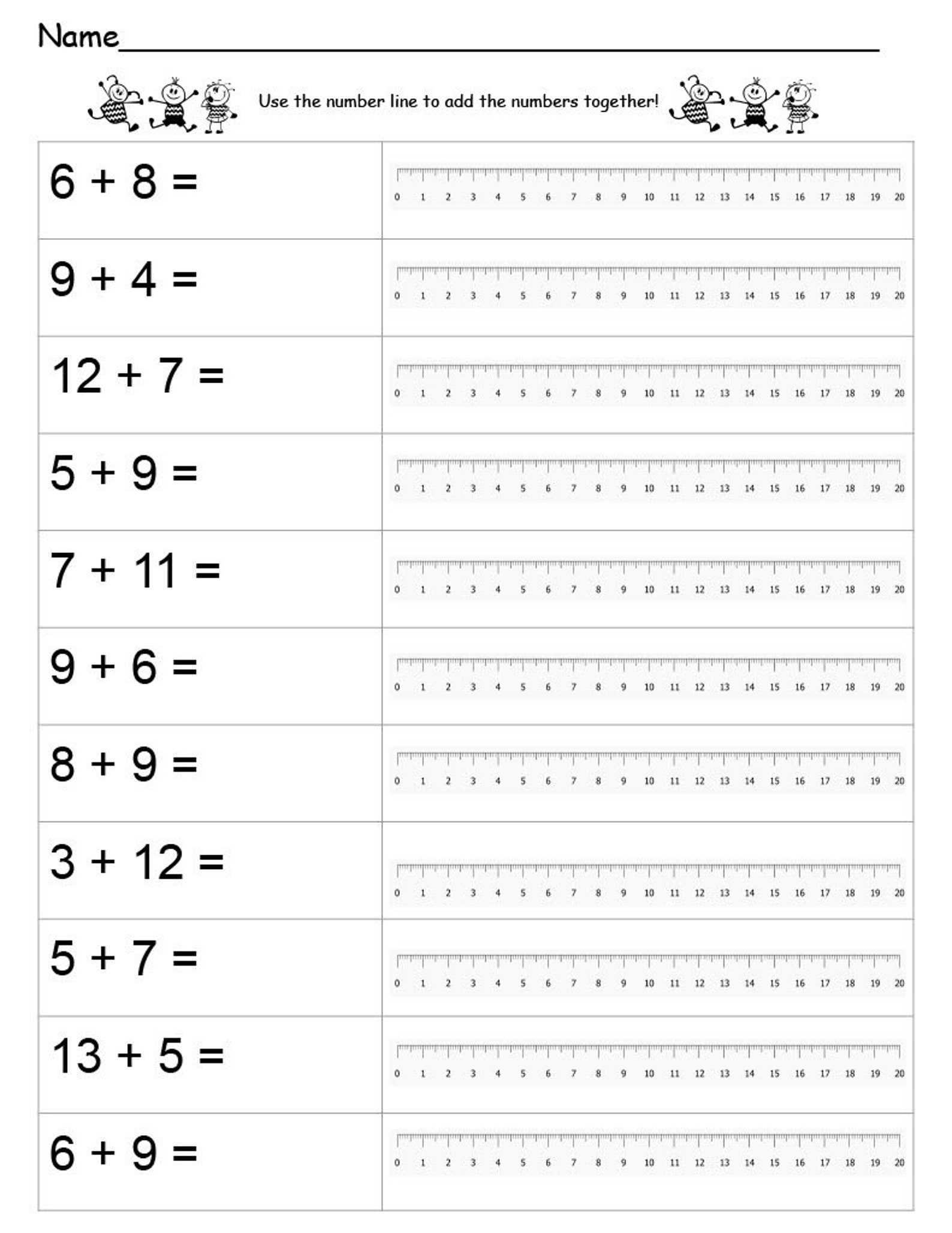 10 Printable Worksheets Number Line Addition Addition Using A Number