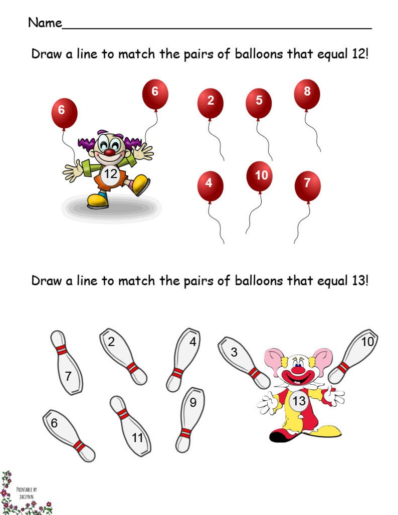 7 Printable Addition Worksheets, Single & Double Digits. Preschool ...
