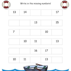 10 Printable Worksheets- Number Sequence. Fill in the Missing Numbers 1 ...