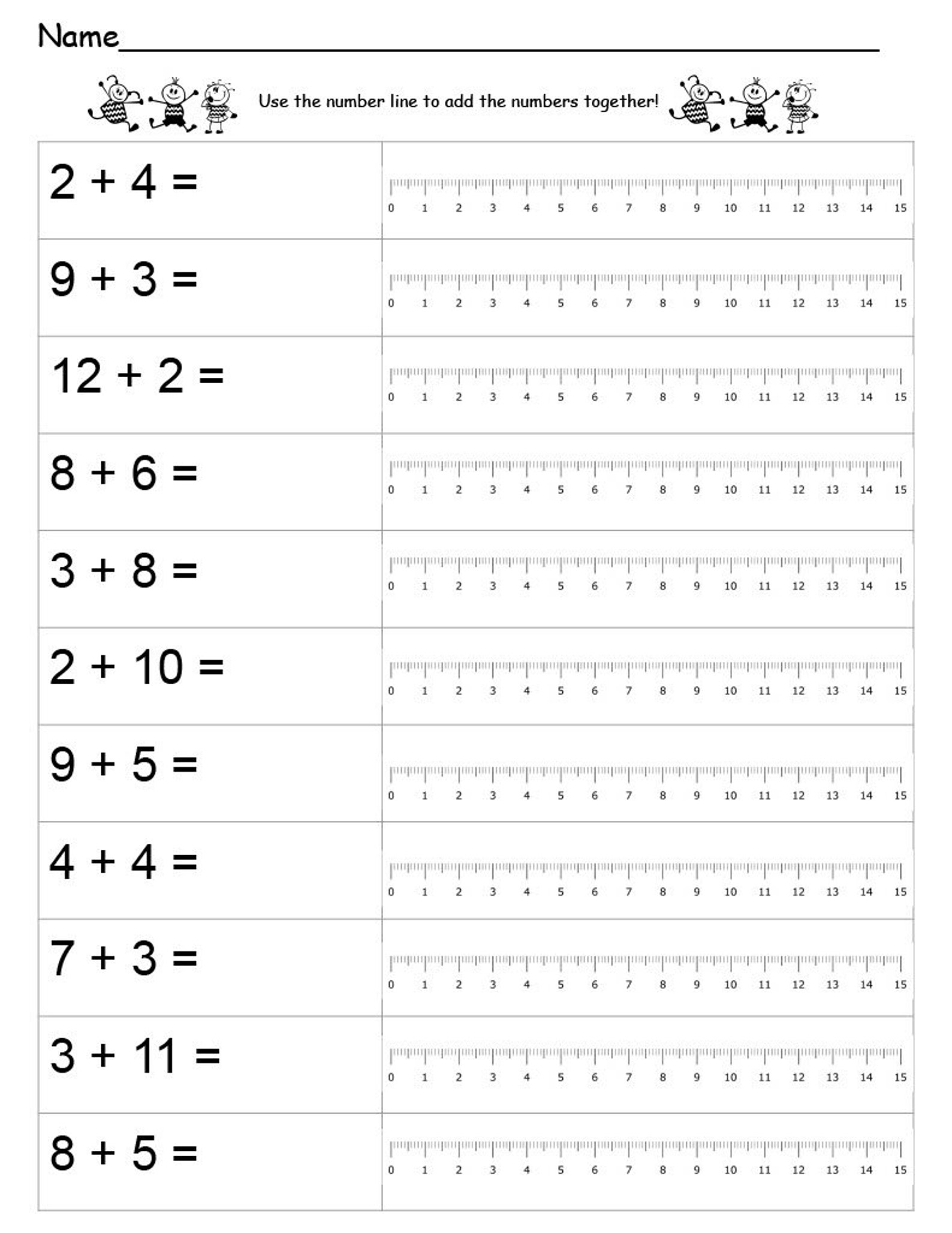 10 Printable Worksheets- Number Line Addition. Addition Using a Number ...