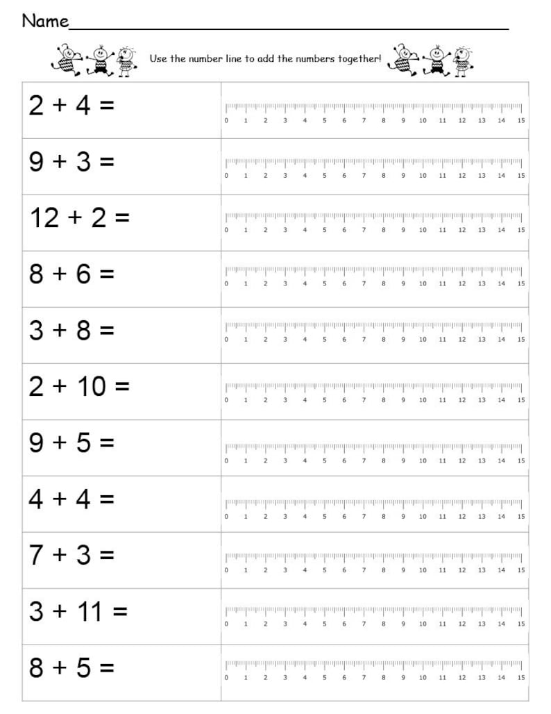 10 Printable Worksheets- Number Line Addition. Addition Using a Number ...