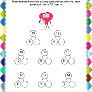 10 Heart Themed Printable Number Bond Worksheets, Single & Double ...