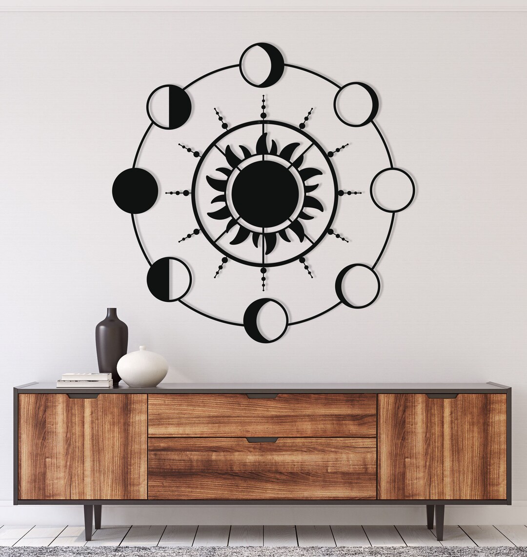 Handcrafted Moon Cycle Metal Wall Art, Lunar Phase Wall Decor, Boho ...