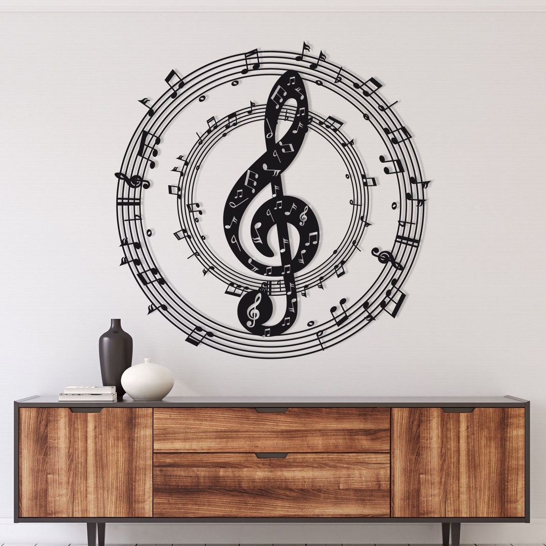 Metal Music Note Wall Art, Musical Notes Decor, Treble Clef Metal Art ...