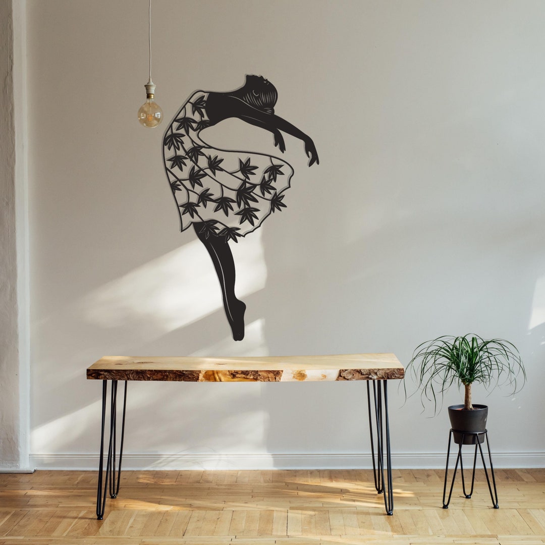 Metal Ballerina Wall Art, Ballet Dancer Decor, Oversized Metal Line Art ...