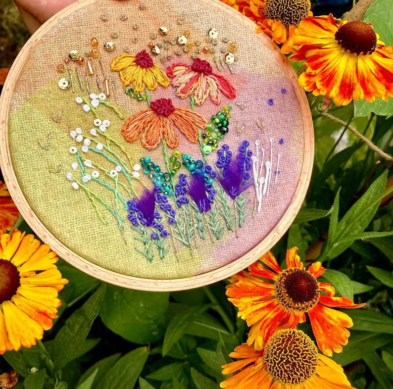 Salvia and Heleniums Embroidery Kit - Etsy