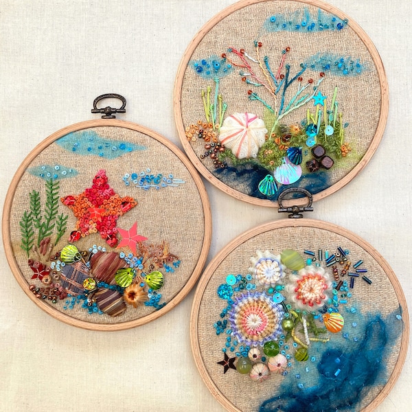Sea Life Embroidery - Etsy
