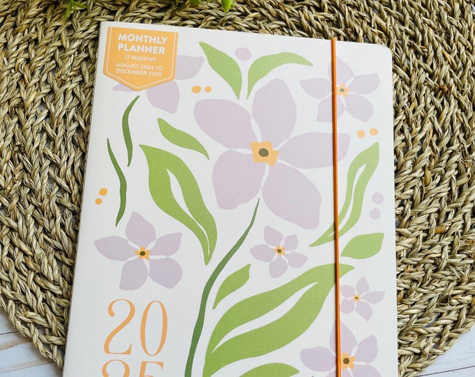 2025 Planner,cute Flower 2025 Planner, Monthly Planner 2024 2025, 2025 ...