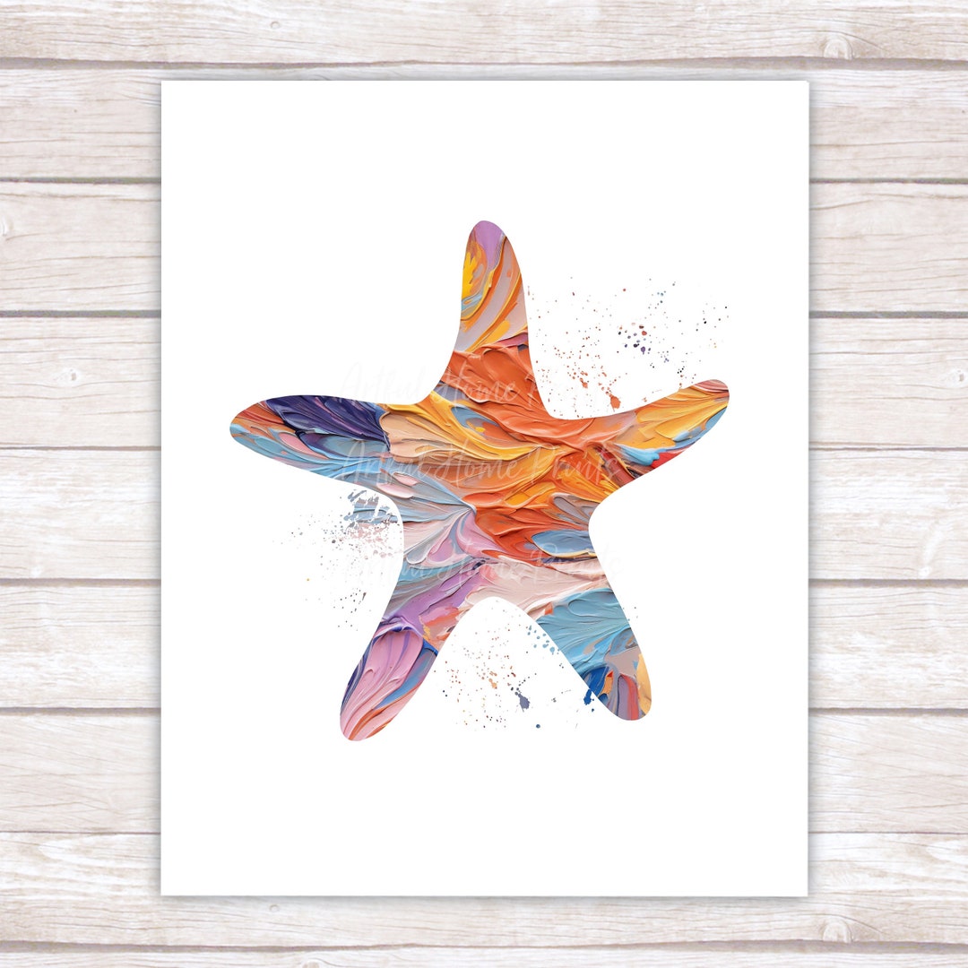 Neutral Abstract Starfish Silhouette Wall Art Painting Printable Art ...