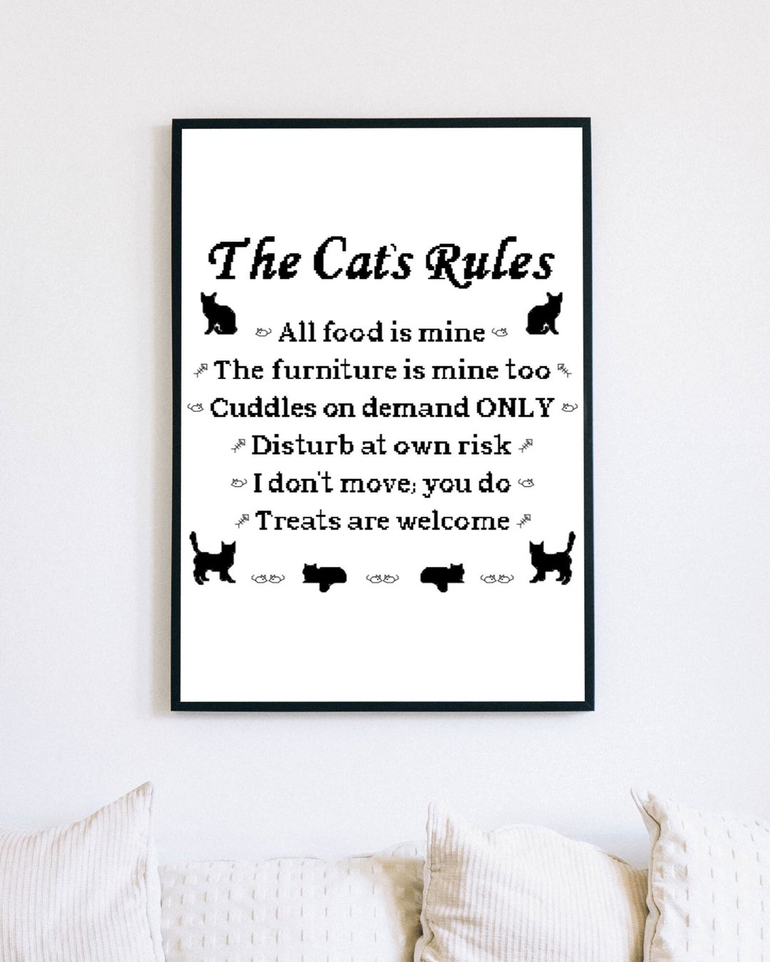 The Cat's Rules Cross Stitch Pattern - Etsy
