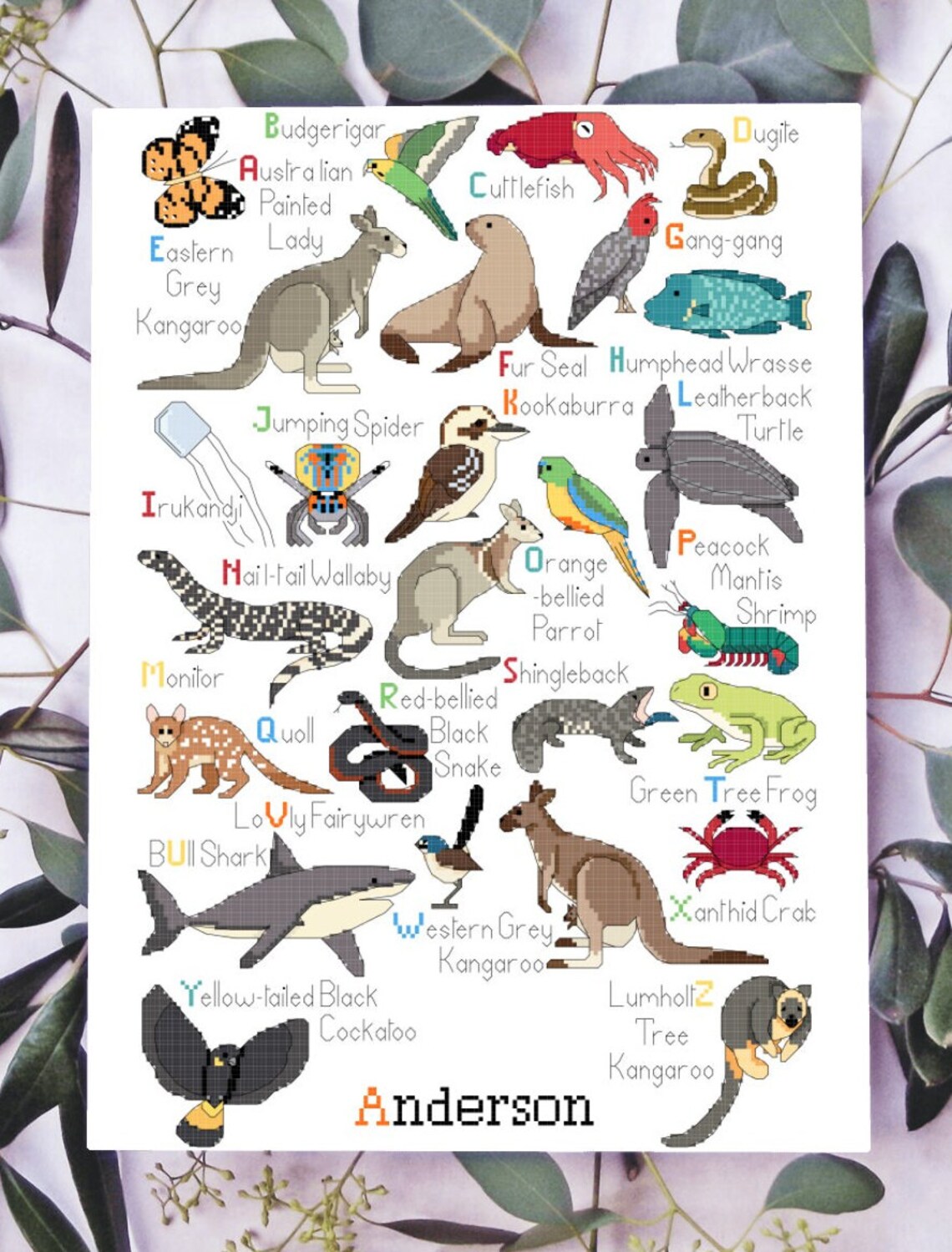 Australian Animals Alphabet Cross Stitch - Etsy