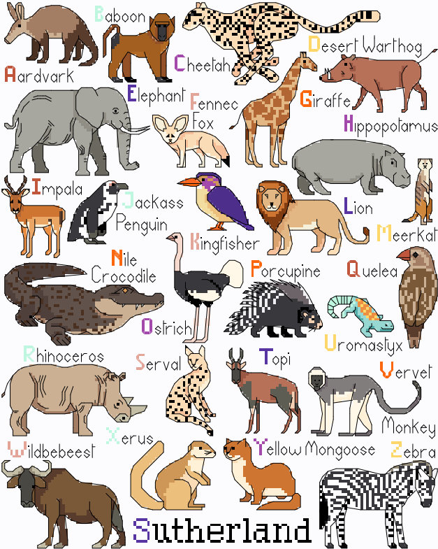 African Animals Alphabet Cross Stitch - Etsy