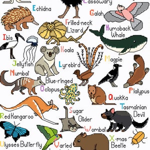 Australian Animals Alphabet Cross Stitch - Etsy Australia