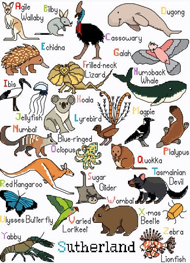 Australian Animals Alphabet Cross Stitch - Etsy Australia