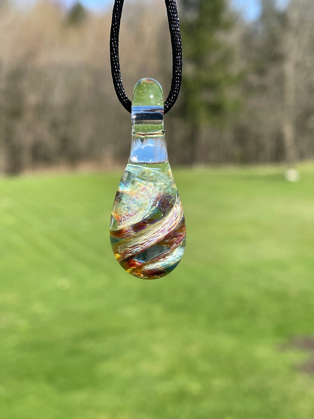 Glass Tear Drop Pendant: Handmade - Etsy
