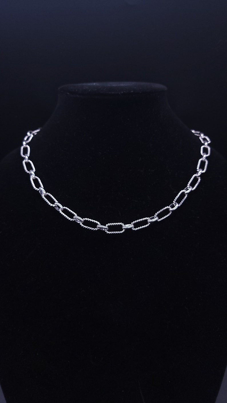Sterling Silver Twisted Oval Link Chain Necklace - Etsy