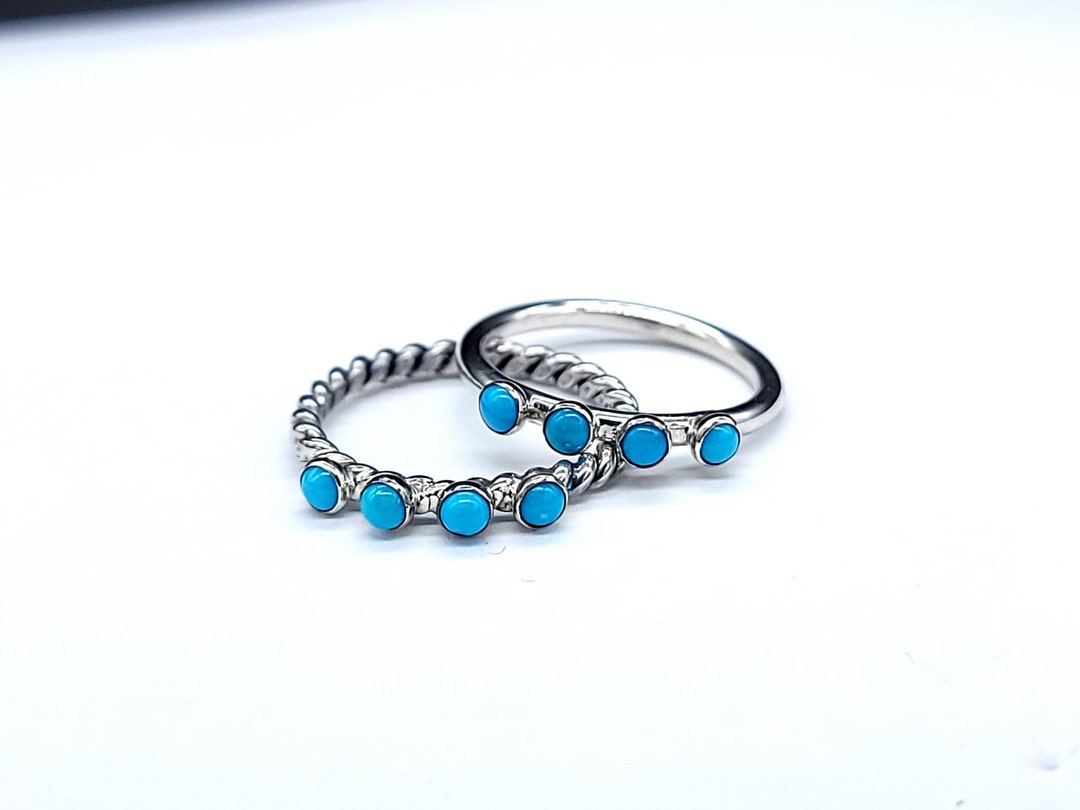 Sleeping Beauty Stacker Rings // Stacker Ring Sets // Turquoise Rings // Small Rings // Navajo ...