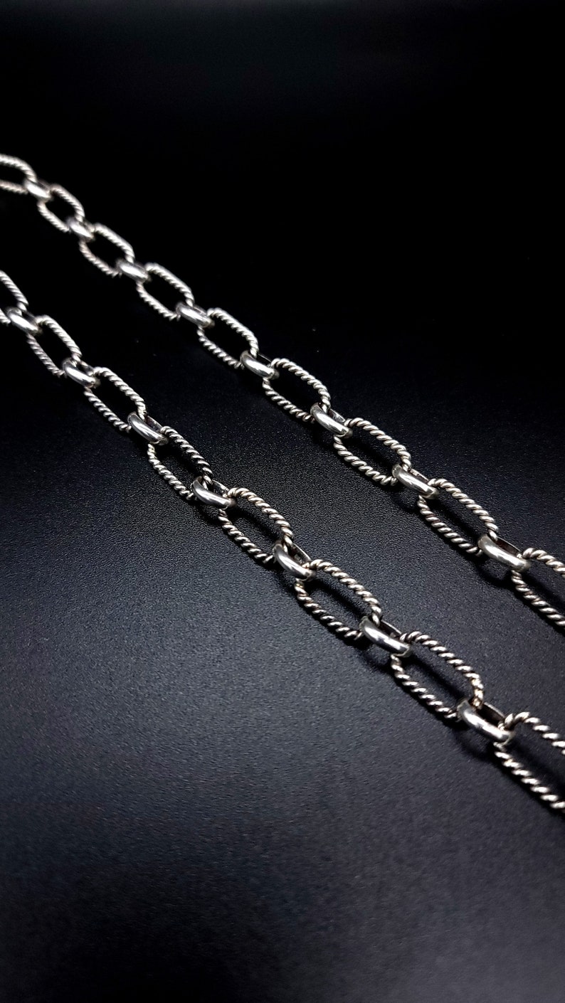 Sterling Silver Twisted Oval Link Chain Necklace - Etsy