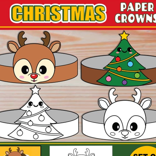 Christmas Paper Crowns Activity Printable Kids Craft Hats - Etsy
