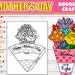 Mother's Day Crafts & Activity | Coloring Cone Flower Bouquet Mother’s ...