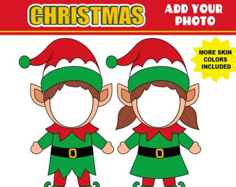 Christmas Add Your Own Photo Picture | PNG Elves Boy & Girl Add Photo ...