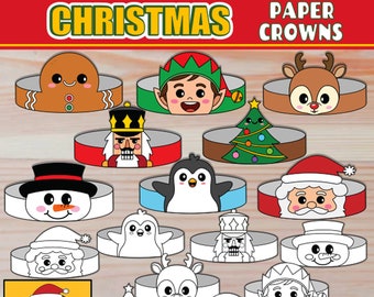 Christmas Paper Crowns for Kids PRINTABLE Paper Hat Headbands Craft ...